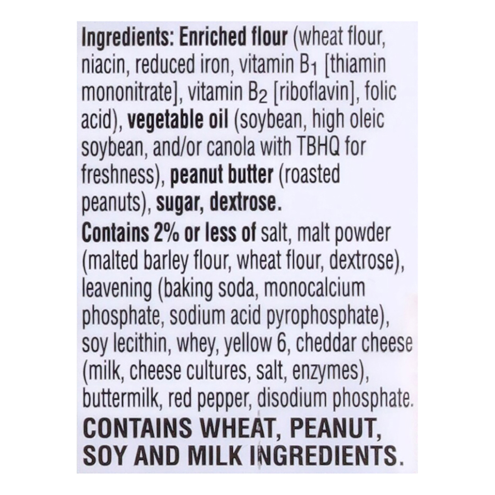 Keebler Sandwich Crackers, Toast & Peanut Butter, 8 Pack-Ingredients