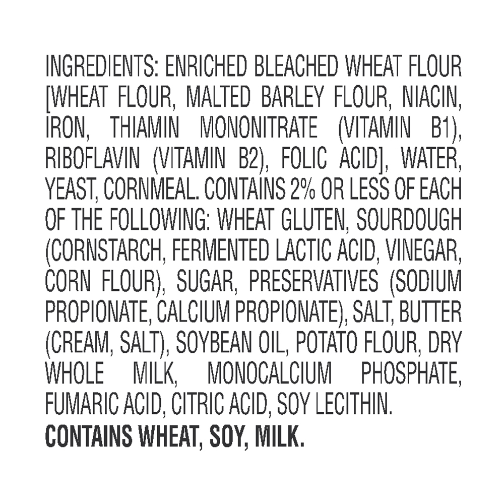 Bays English Muffins, Sourdough-Ingredients