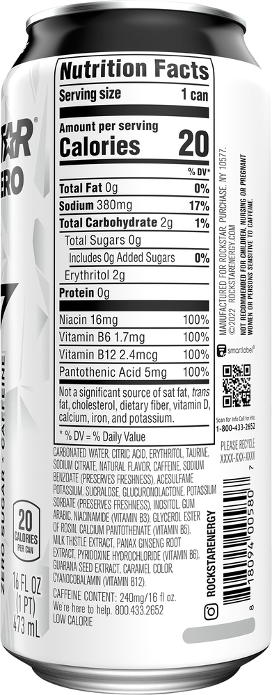 Rockstar Lemonade Nutrition Facts Rockstar Focus Zero Sugar Energy