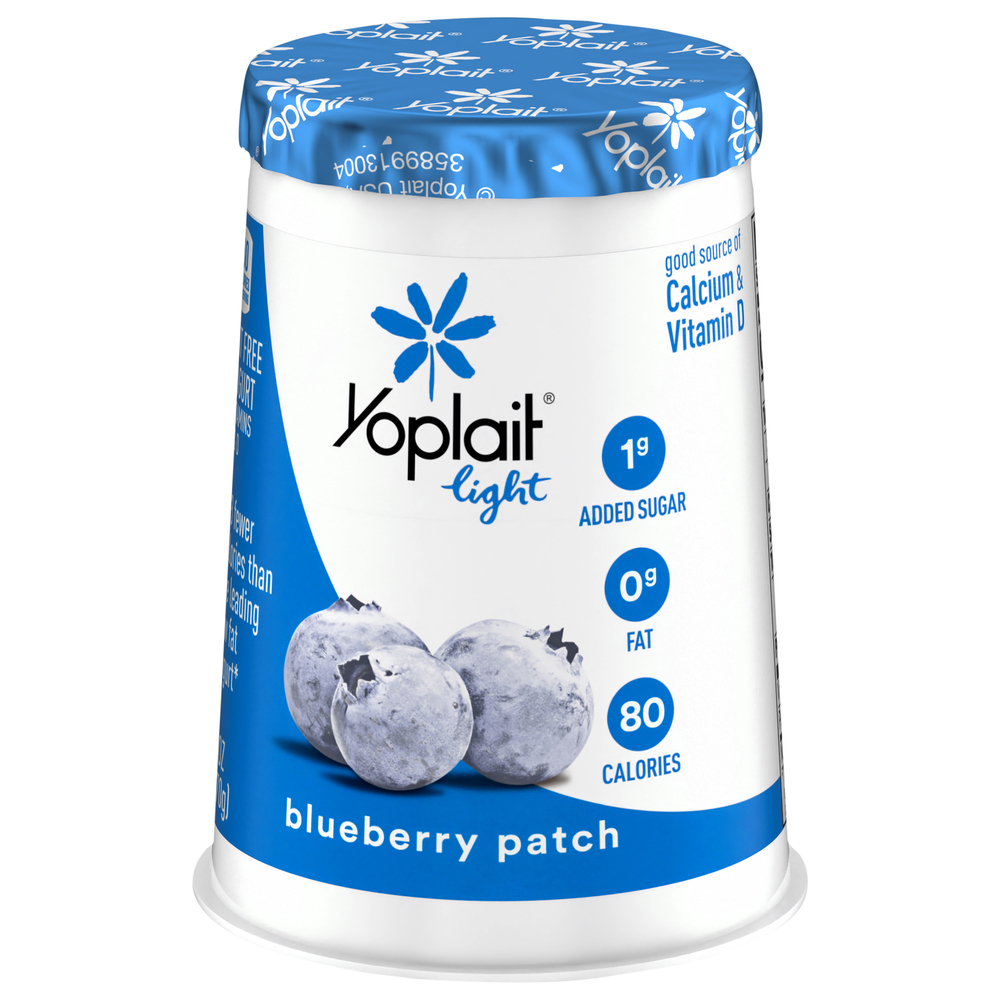 Yoplait Light Yogurt, Fat Free, Blueberry Patch-Front-Right-Elevated