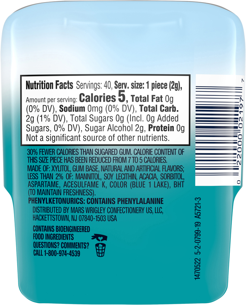 extra bubble gum ingredients