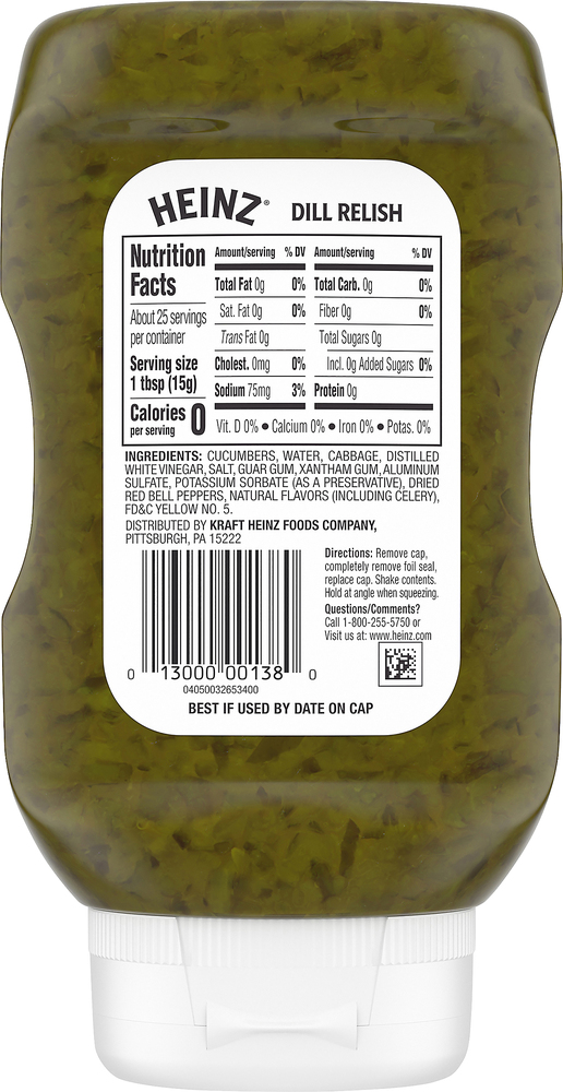 Heinz Relish, Dill-Planogram-Back