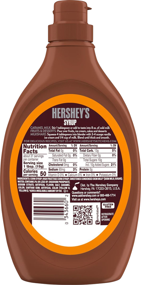 Hershey s Syrup Fat Free Indulgent Caramel Flavor