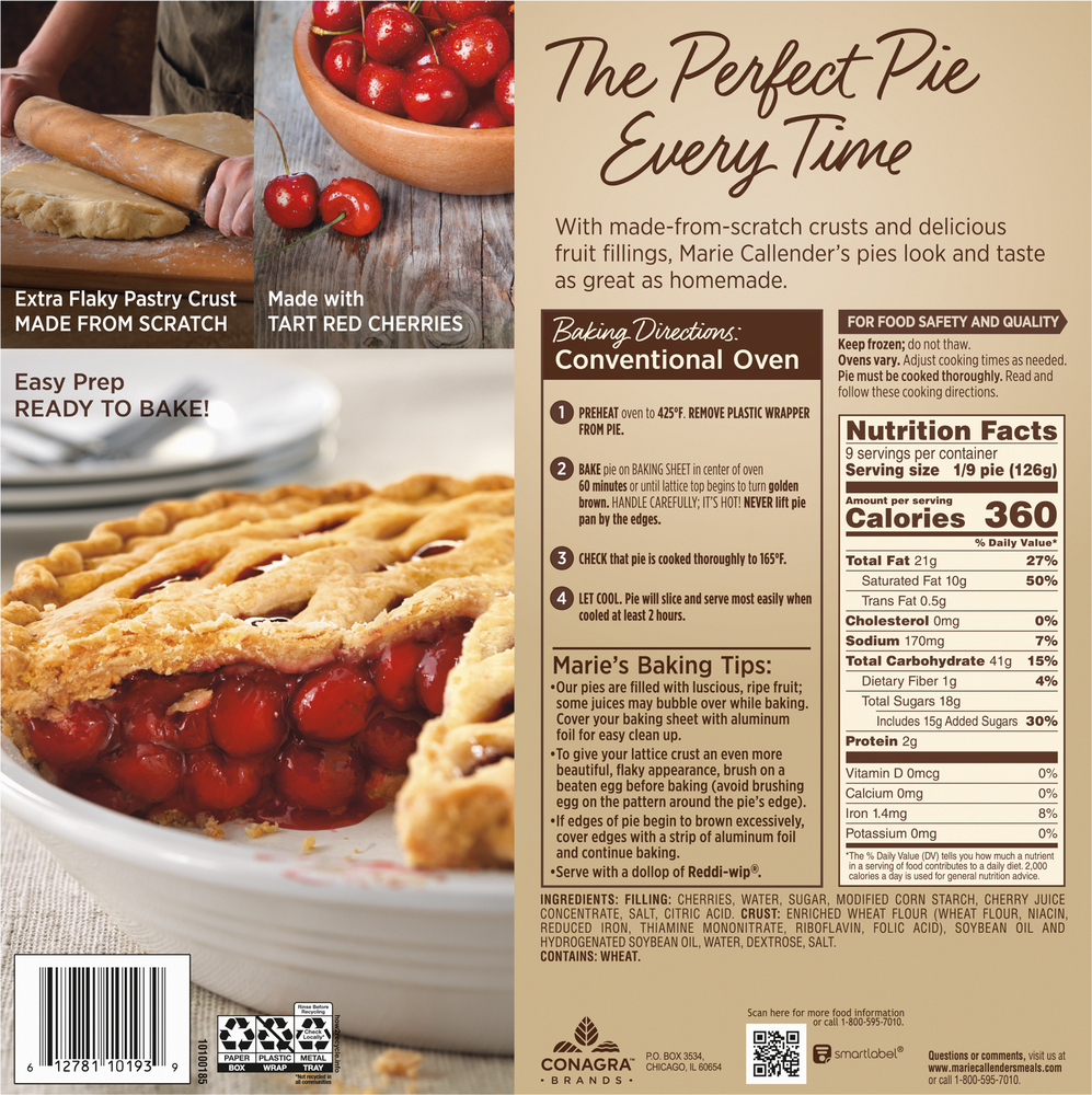 Marie Callender's Lattice Cherry Pie-Planogram-Back