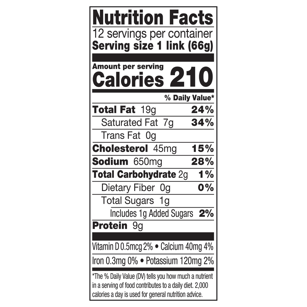 Johnsonville Smoked Sausage, Beddar with Cheddar, Party Pack-Nutrition ...