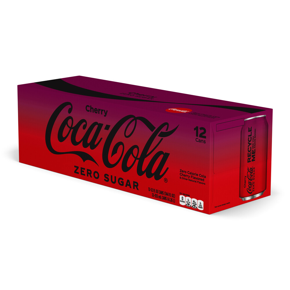 Coca-Cola Zero Sugar Cherry Diet Soda Soft Drink-Front-Right-Elevated
