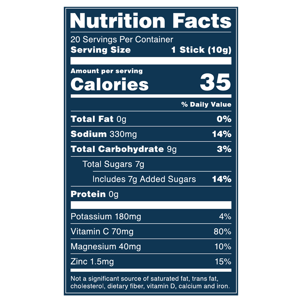 DripDrop Electrolyte Drink Mix, Bold Variety-Nutrition-Facts