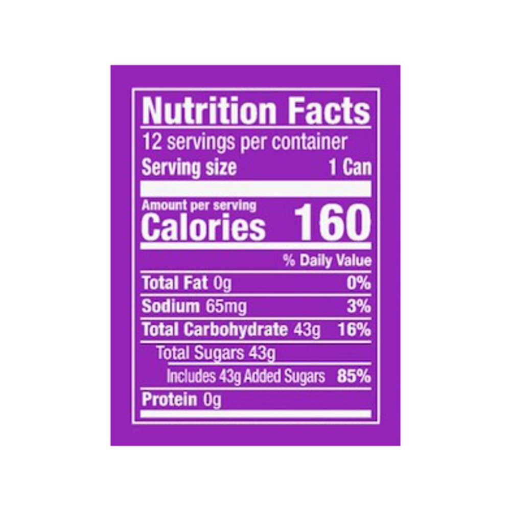 Crush Soda, Grape, 12 Pack-Nutrition-Facts