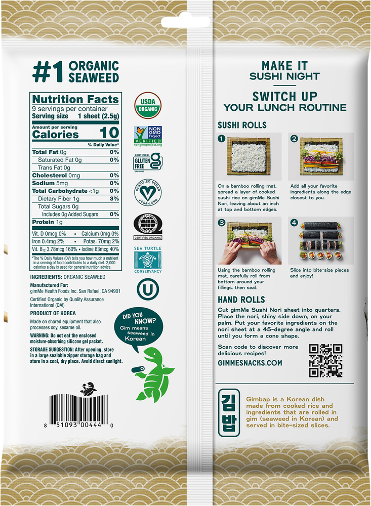 gimMe Seaweed Wraps, Shushi Nori-Planogram-Back