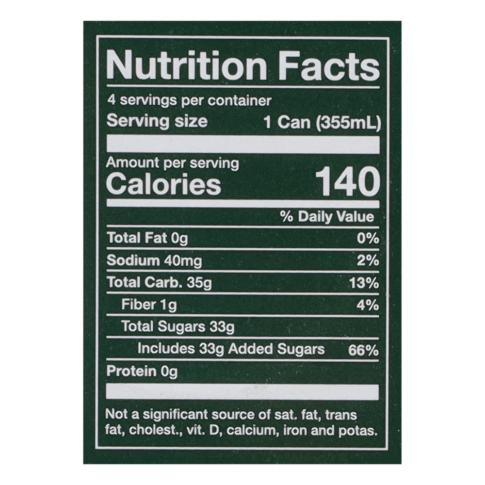 Reed's Ginger Ale, Real, Original-Nutrition-Facts