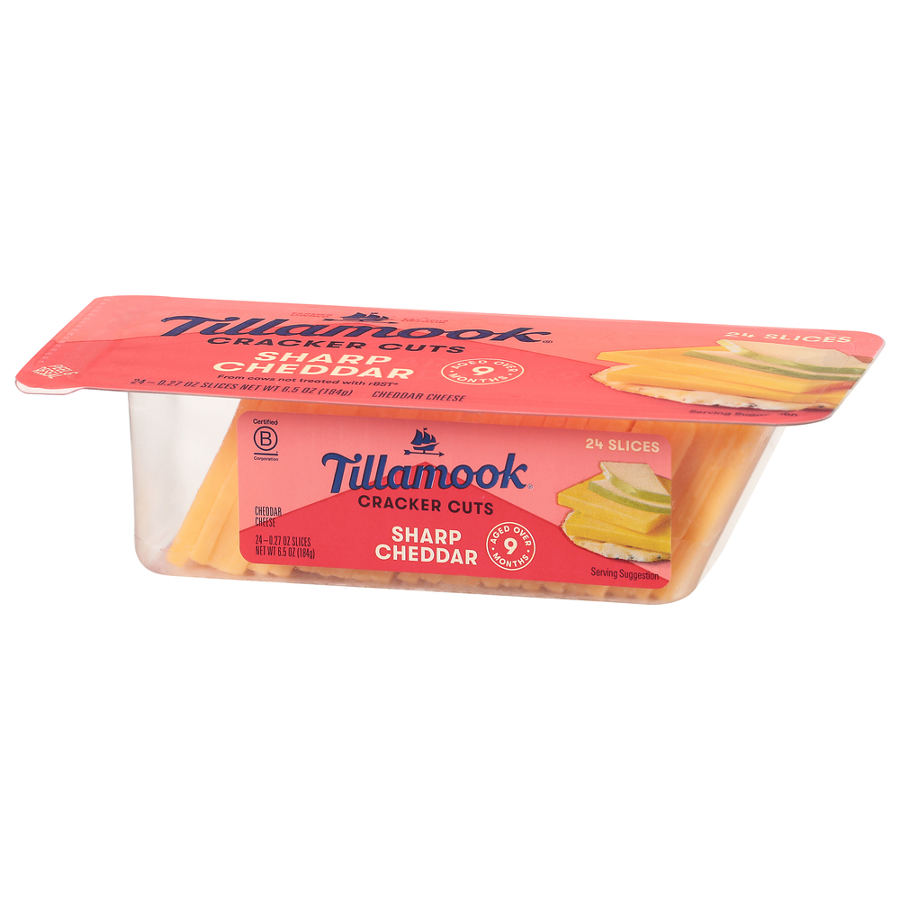 Tillamook Cheese, Sharp Cheddar, Cracker Cuts-Front-Right-Elevated