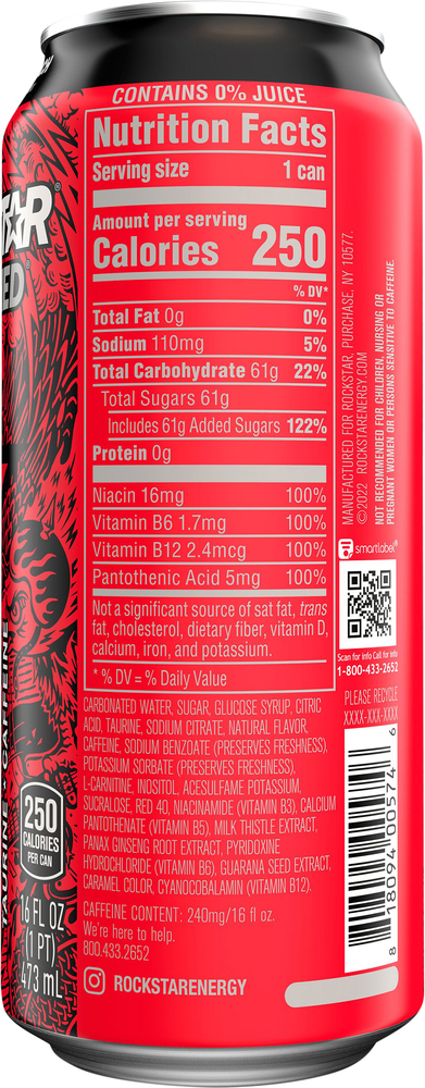 Rockstar Nutrition Label