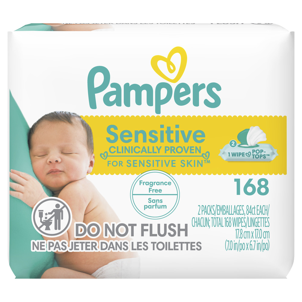 Pampers Sensitive Pampers Baby Wipes Sensitive Perfume Free 2X Pop-Top ...