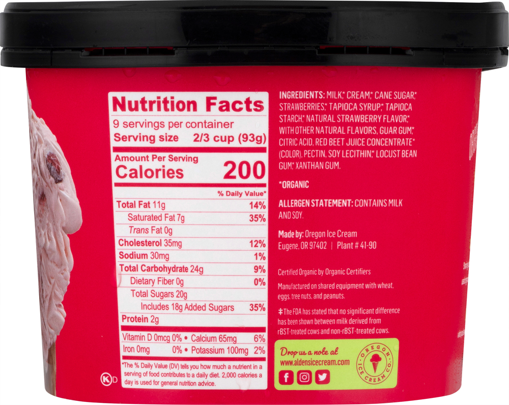 ALDENS ORGANIC Ice Cream, Strawberry-Planogram-Right