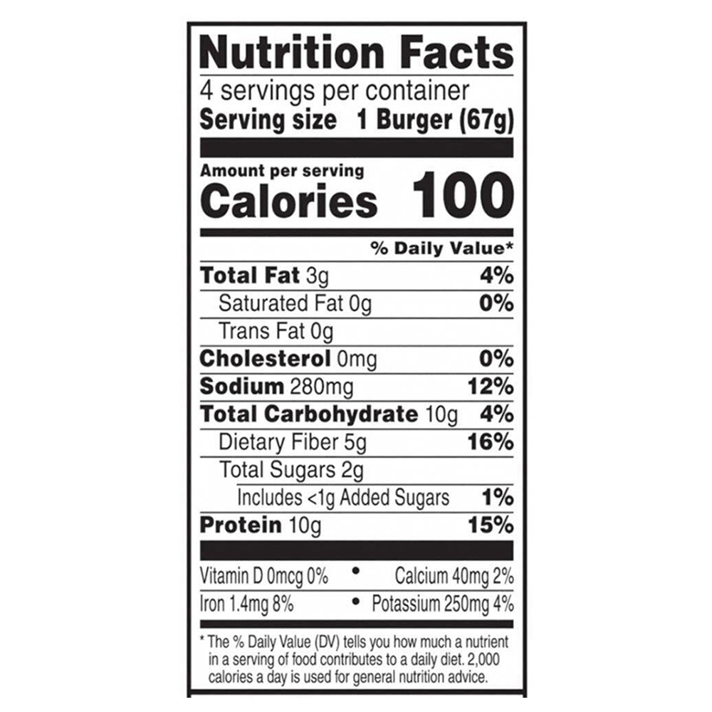 MorningStar Farms Veggie Burgers, Garden-Nutrition-Facts