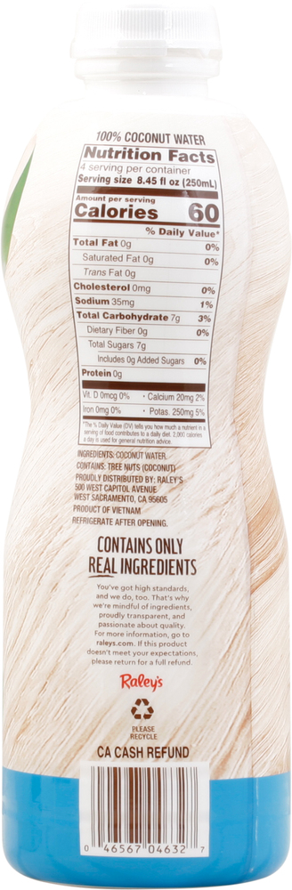 Raley's Purely Made 100% Coconut Water-Planogram-Back