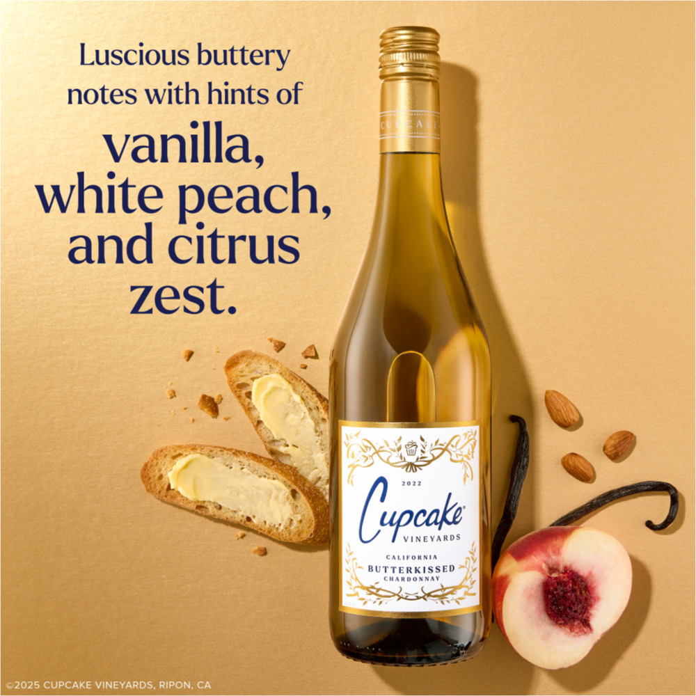 Cupcake Vineyards Butterkissed Chardonnay California White Wine-Front ...