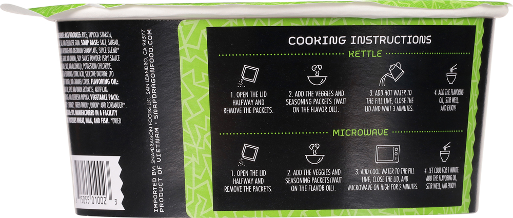 Snapdragon Vietnamese Beef Pho Instant Noodle Soup-Planogram-Back