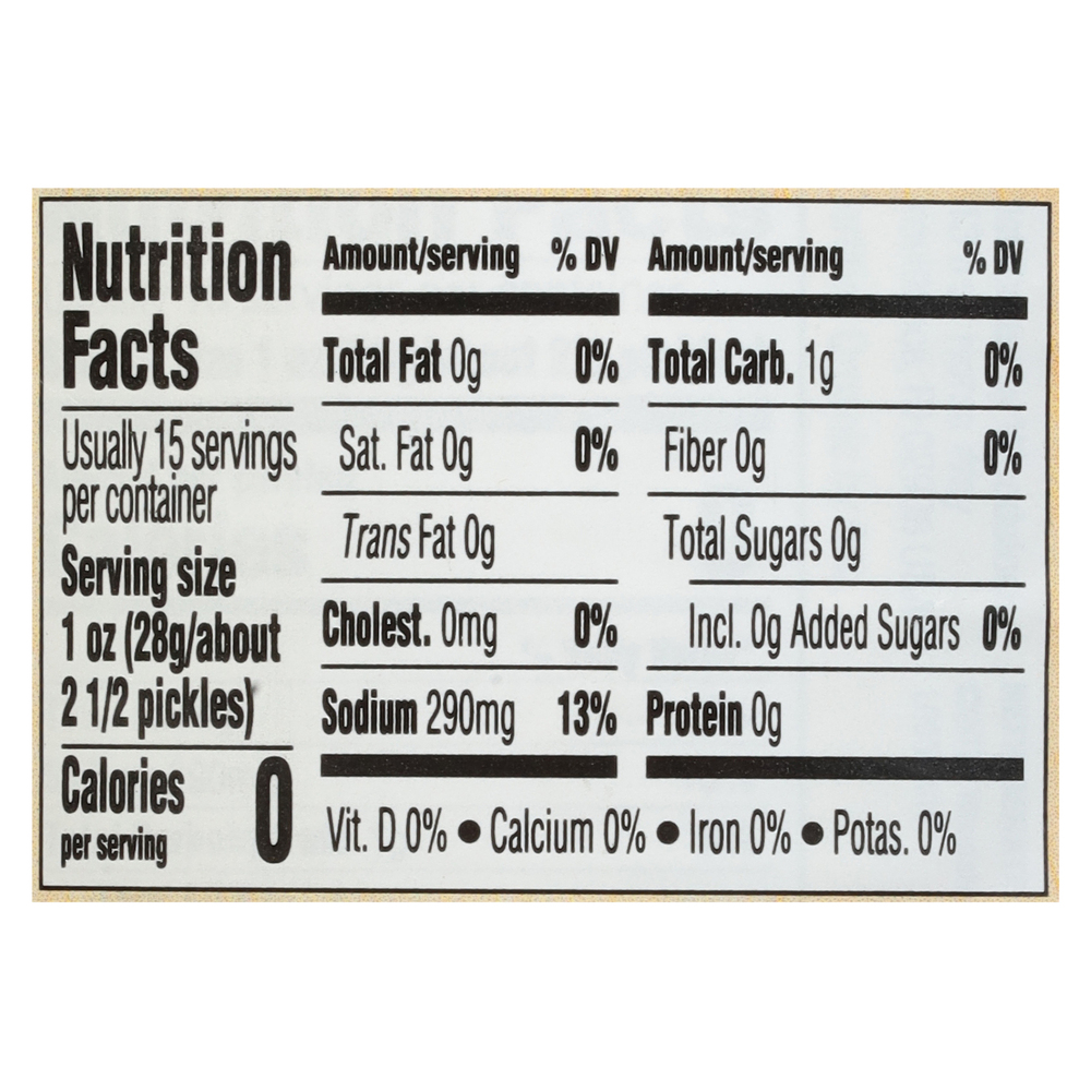 Woodstock Pickles, Organic, Kosher Baby Dill-Nutrition-Facts