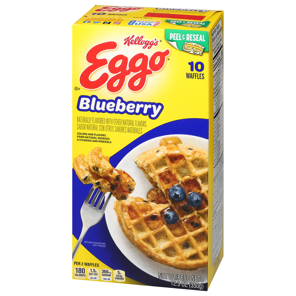 Eggo Waffles, Blueberry-Front-Right-Elevated