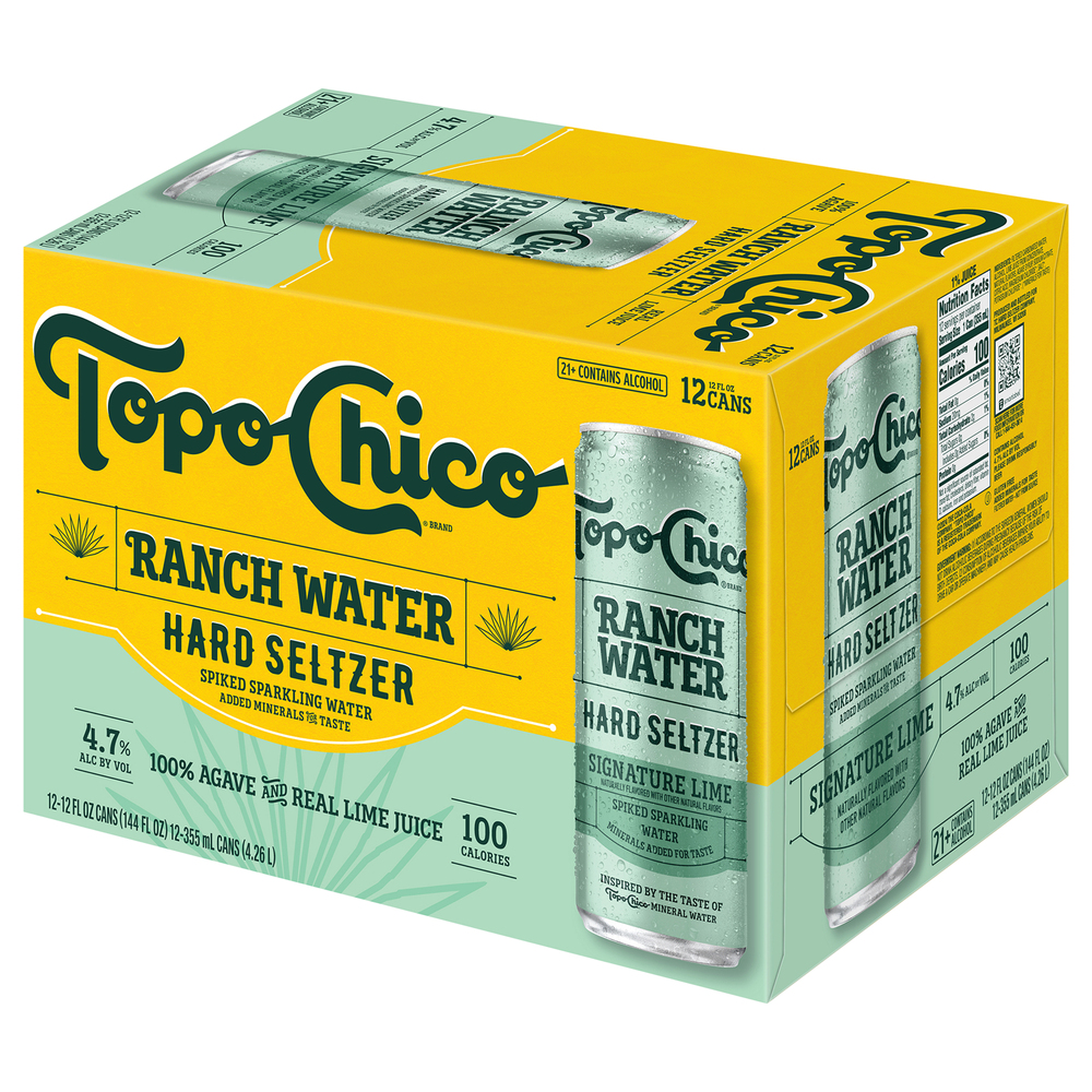 Topo Chico Hard Seltzer, Ranch Water, Signature Lime-Front-Right-Elevated