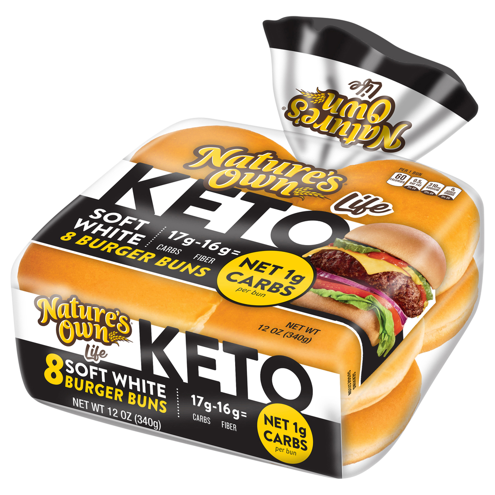 Nature's Own Life Burger Buns, Soft White, Keto, Life-Front-Right-Elevated