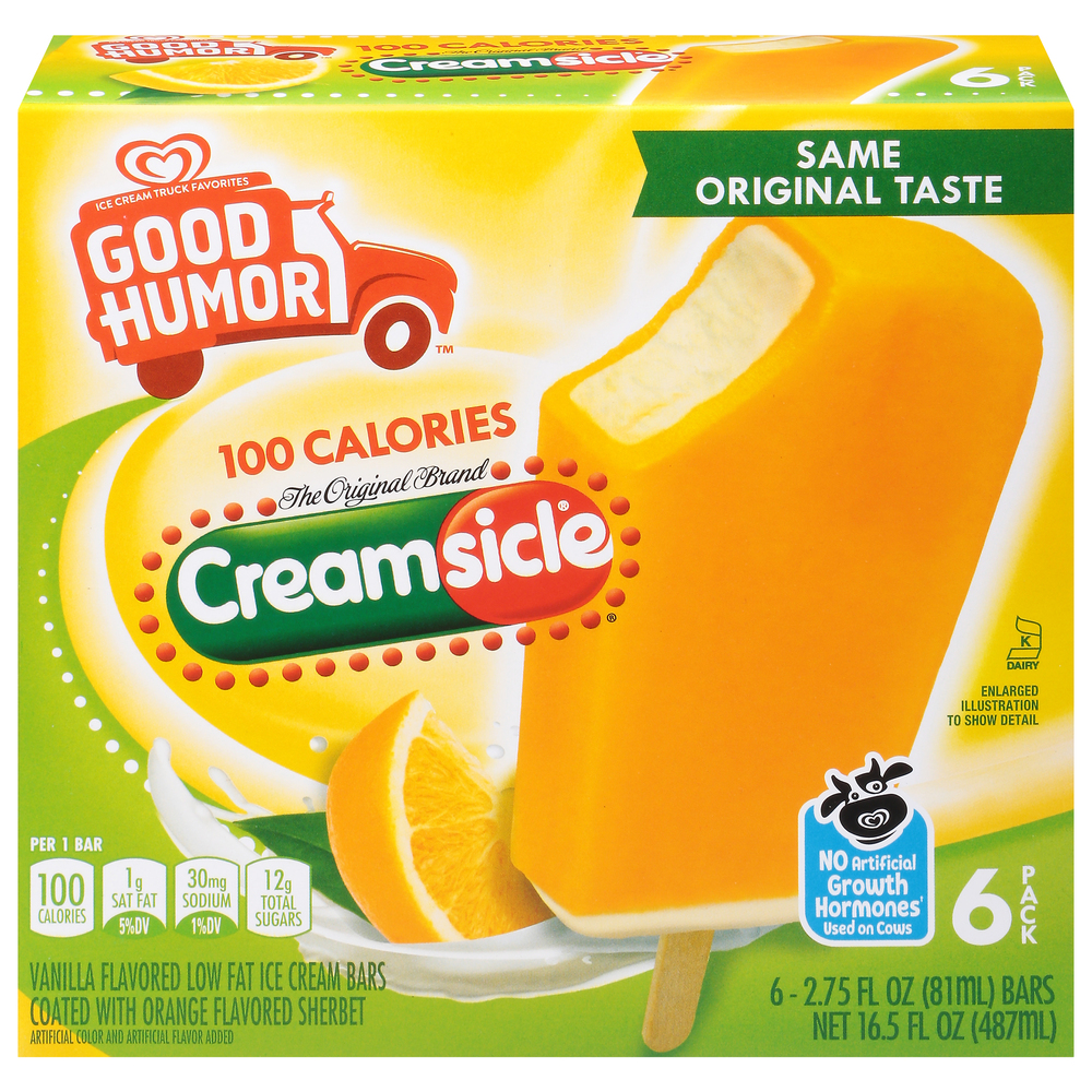 Good Humor Creamsicle Ice Cream Bars, Low Fat, Vanilla Flavored-Main