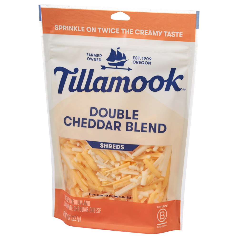 Tillamook Shredded Cheese, Double Cheddar Blend, Farmstyle Fine Cut ...