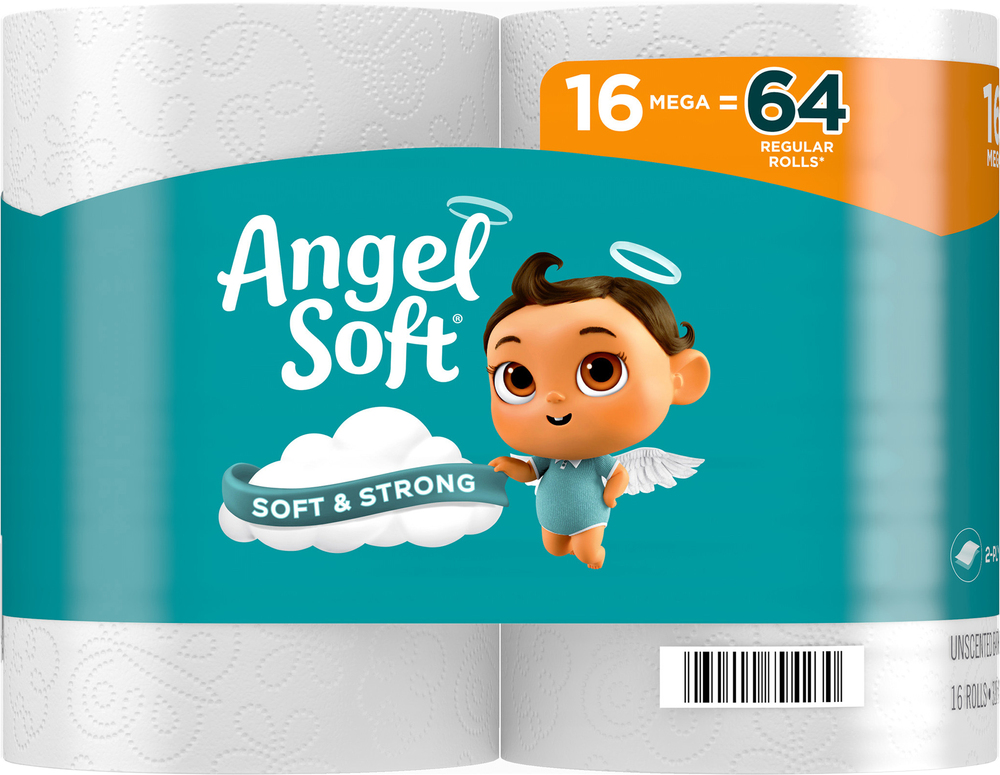 Angel Soft Bathroom Tissue 2 Ply Unscented Mega Rolls Planogram Left