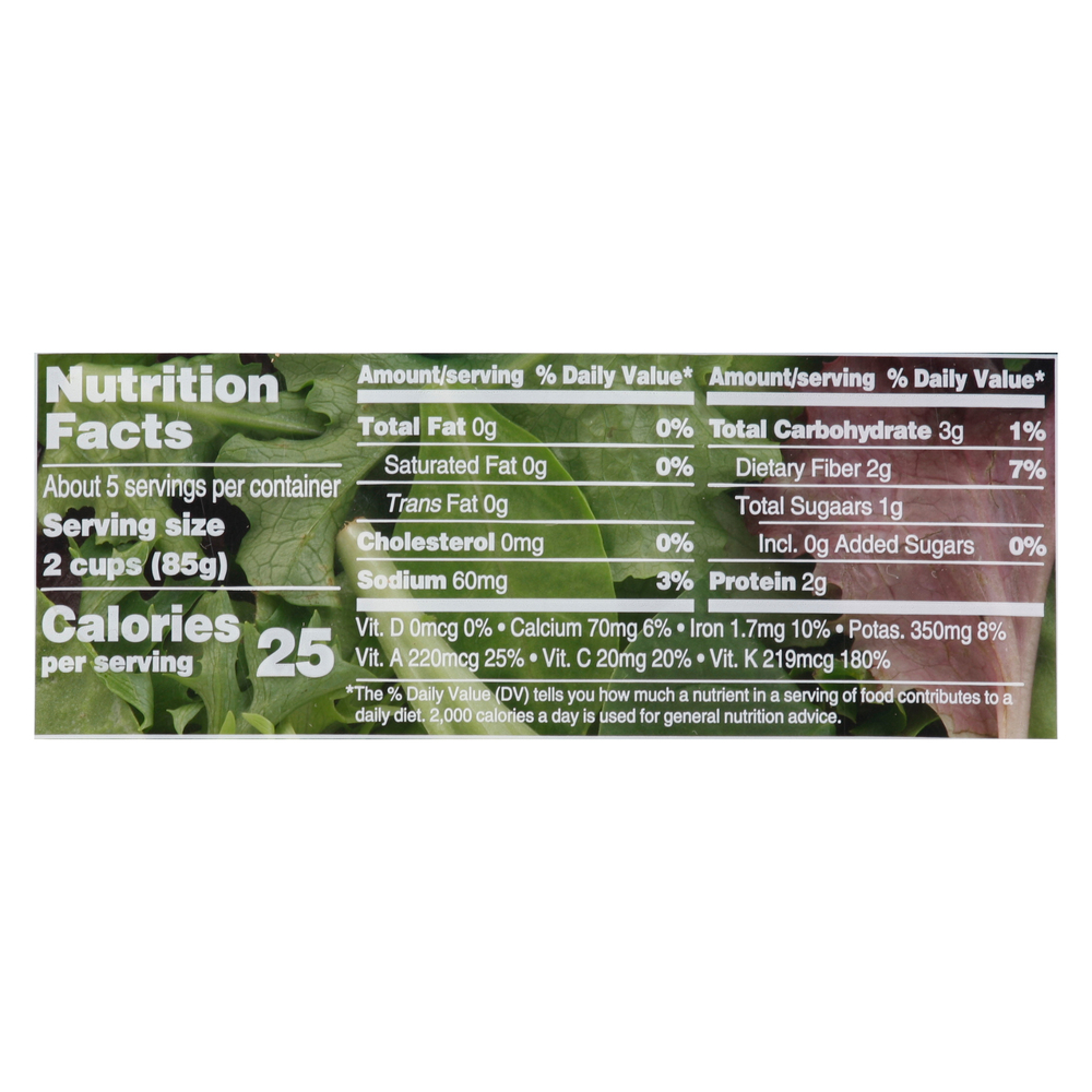 Raley's Purely Made Organic Baby Spinach & Spring Mix-Nutrition-Facts