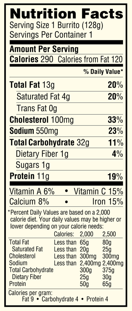 El Monterey Signature Burritos, Egg, Sausage & Cheese-Ingredients