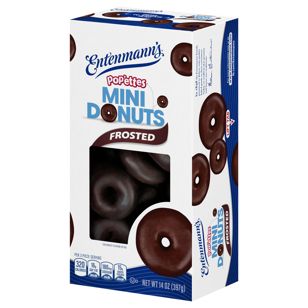 Entenmann's Pop'ettes Donuts, Frosted, Mini-Front-Right-Elevated