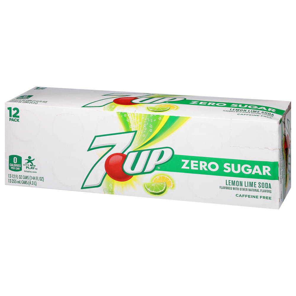 7-UP Soda, Lemon Lime, Zero Sugar, Caffeine Free, 12 Pack-Front-Right ...