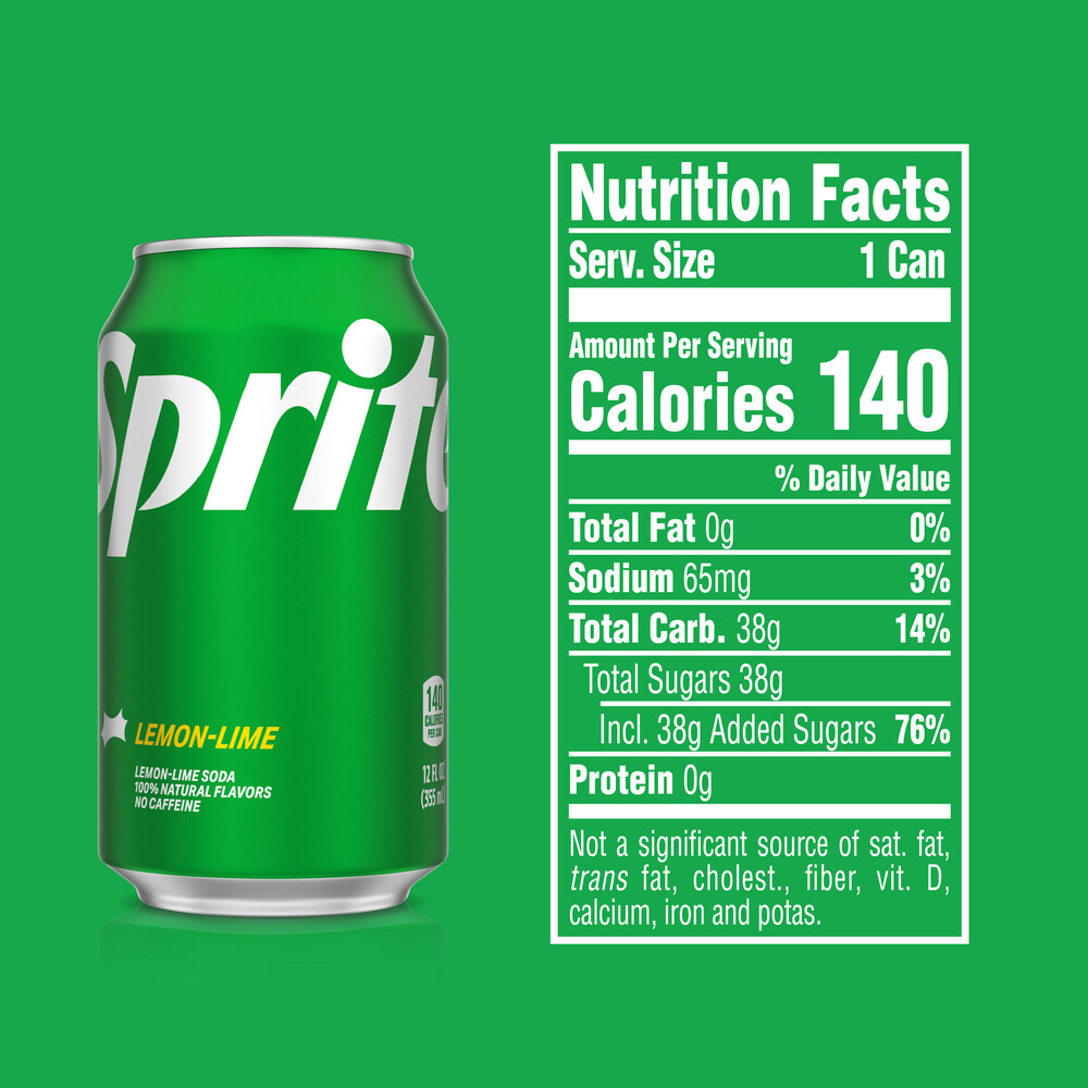 Sprite Lemon Lime Soda, 12 fl oz-Nutrition-Facts