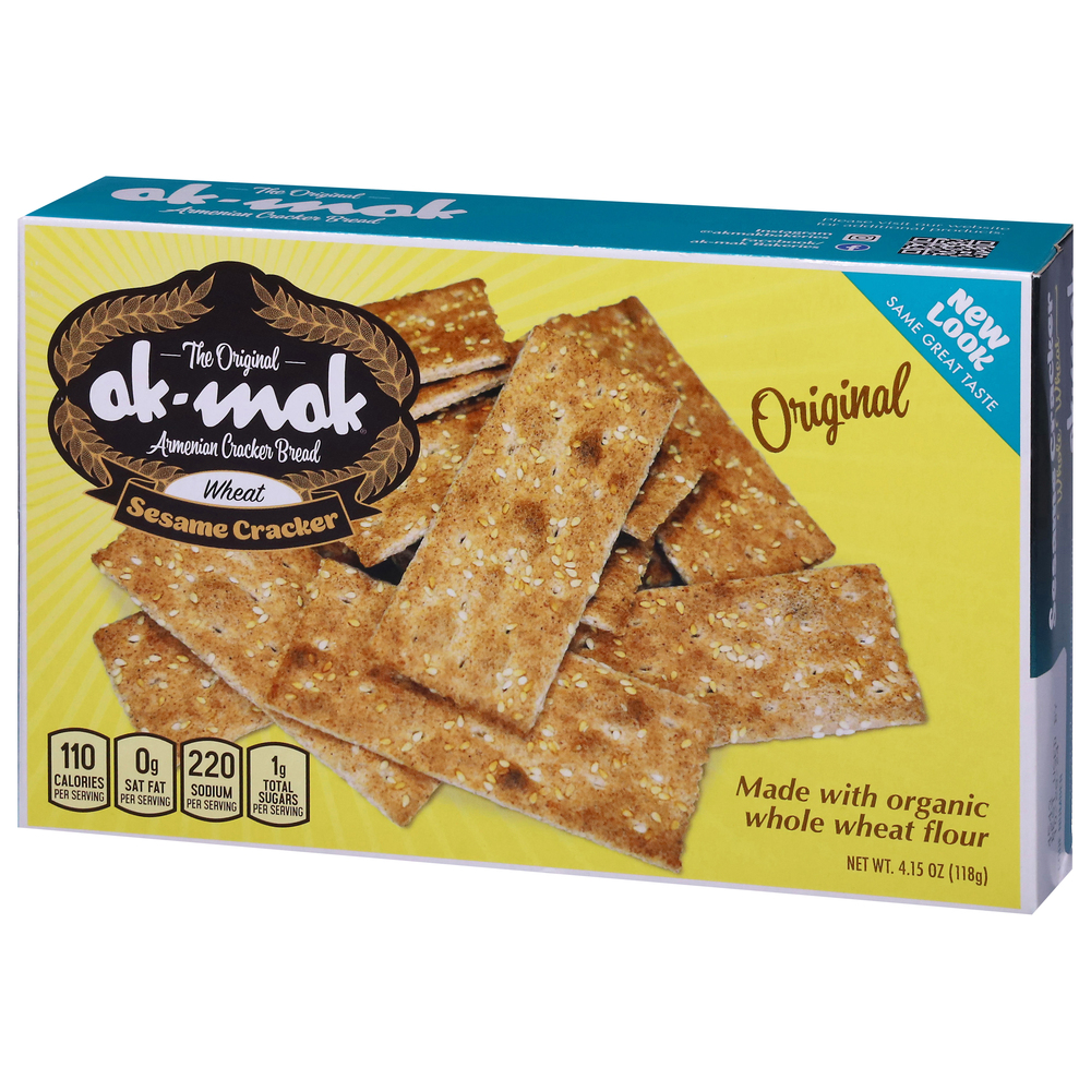 Ak-Mak Sesame Cracker, Wheat, Original-Front-Right-Elevated