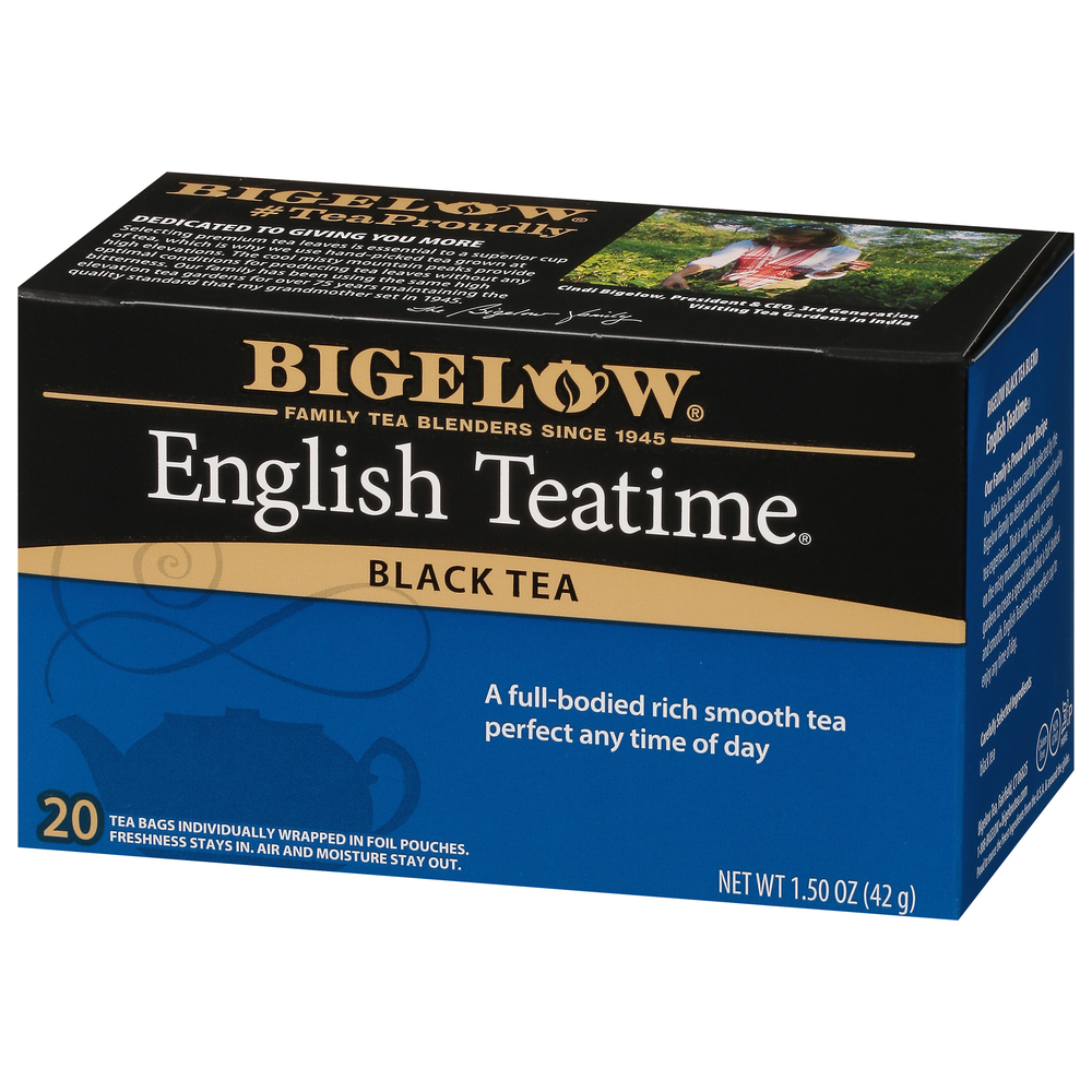 Bigelow Black Tea, English Teatime, Tea Bags-Front-Right-Elevated