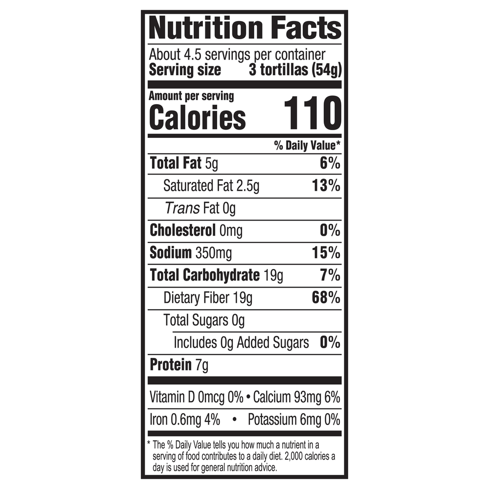 Mission Tortillas, Zero Net Carbs, Original-Nutrition-Facts