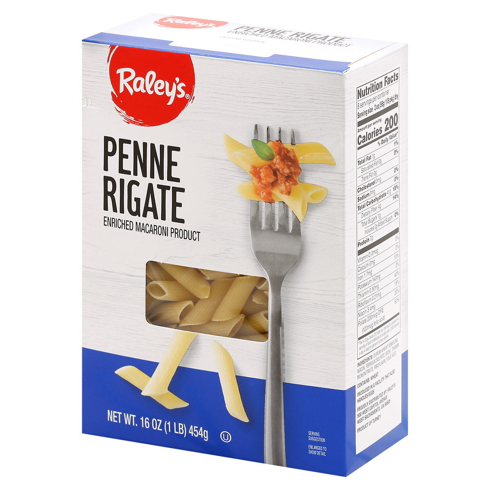 Raley's Penne Rigate Pasta-Front-Right-Elevated