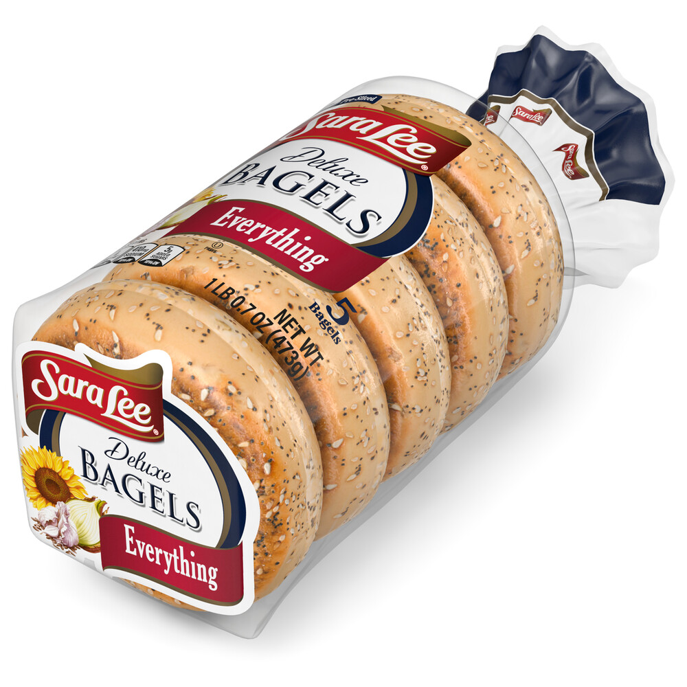 Sara Lee Everything Sliced Bagel- Full Size Bagels, 5 count, 16.7 oz ...