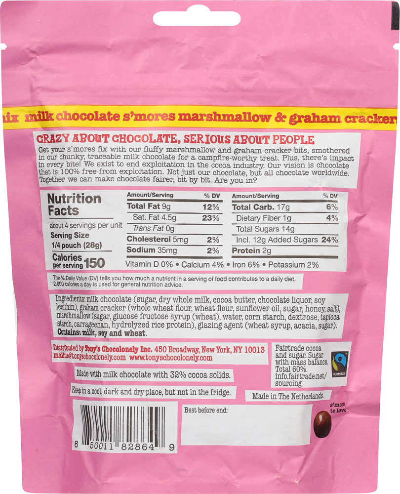 Tony's Chocolonely Lil' Bits, Milk Chocolate Smore's-Planogram-Back
