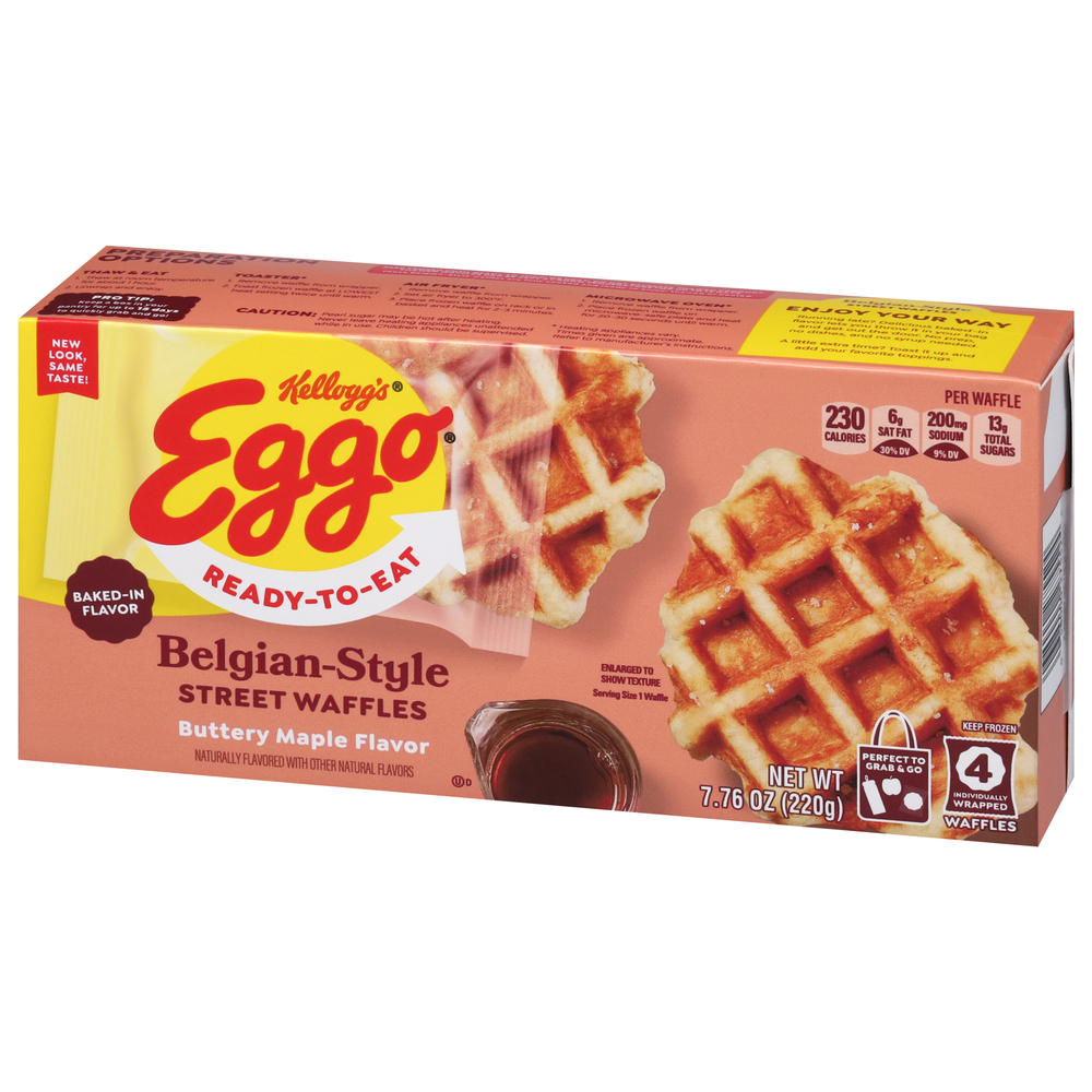 Kellogg's Eggo Street Waffles, Buttery Maple Flavor, Belgian-Style ...