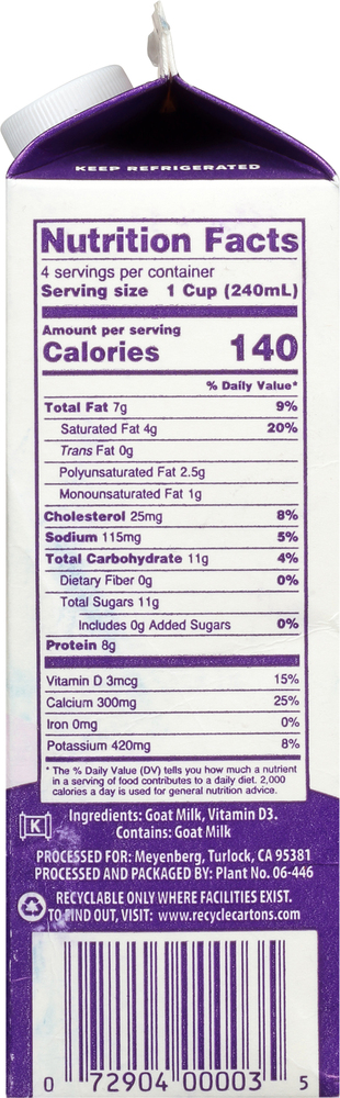 Goat Milk Nutrition Label Goat Milk Powder Enhance Pet Immunity