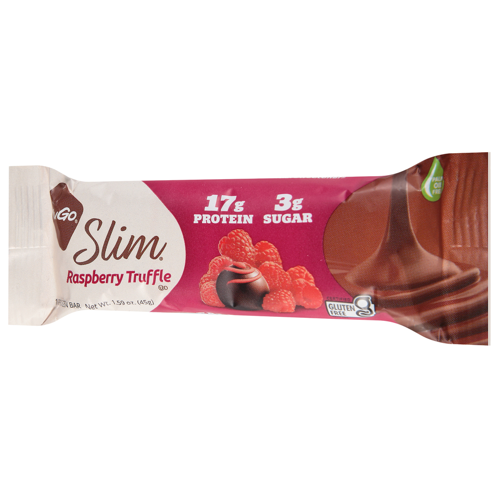 NuGo Slim Protein Bar, Raspberry Truffle-Front-Right-Elevated