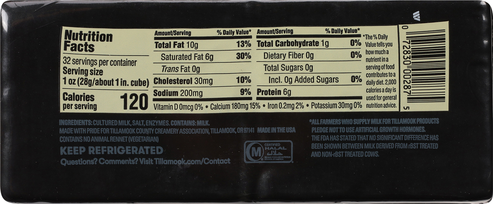 Tillamook Cheese, White Cheddar, Extra Sharp-Planogram-Back