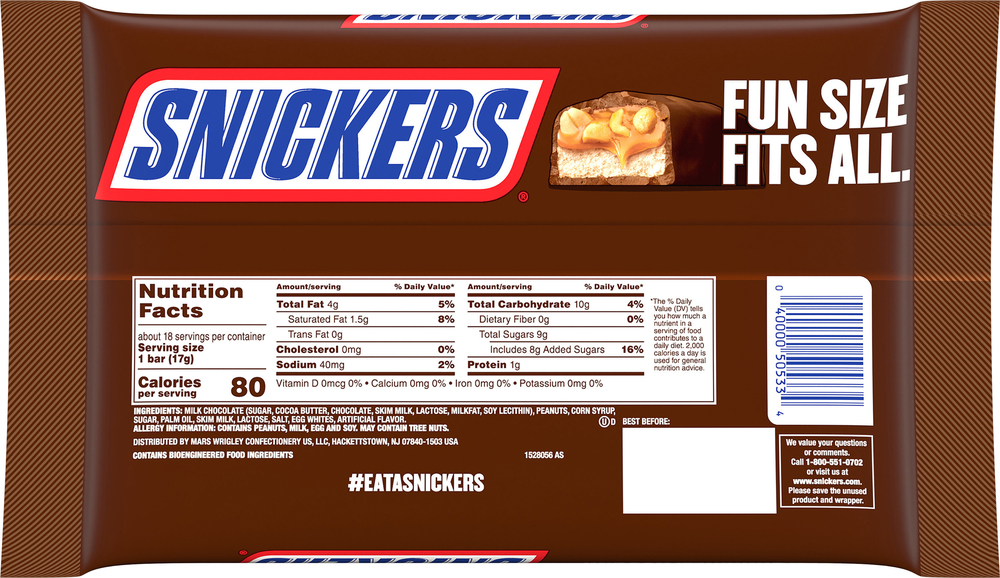 snickers snack size