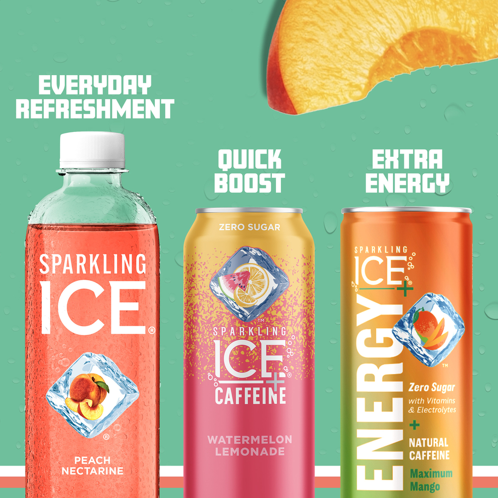 Sparkling Ice Sparkling Water, Zero Sugar, Peach Nectarine-Front-Right-Elevated