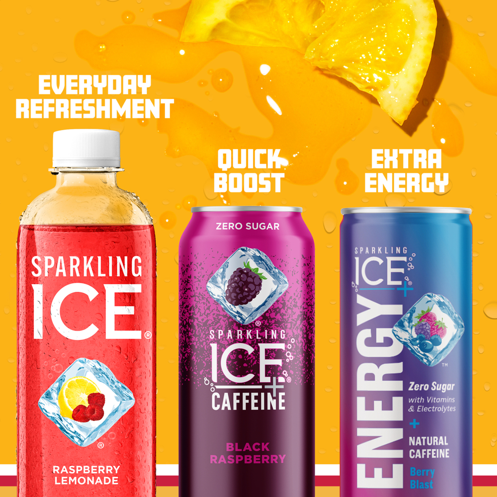 Sparkling Ice Sparkling Ice Zero Sugar Raspberry Lemonade Sparkling Water-Front-Right-Elevated