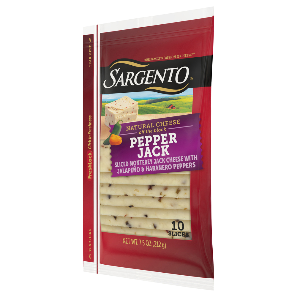 Sargento Cheese, Natural, Pepper Jack, Sliced-Front-Right-Elevated