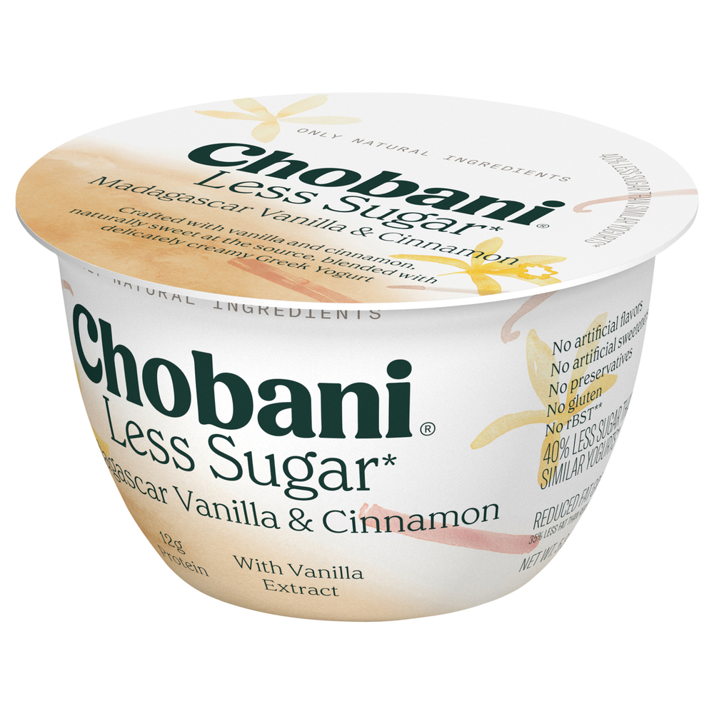 Chobani Yogurt, Greek, Less Sugar, Reduced Fat, Madagascar Vanilla ...
