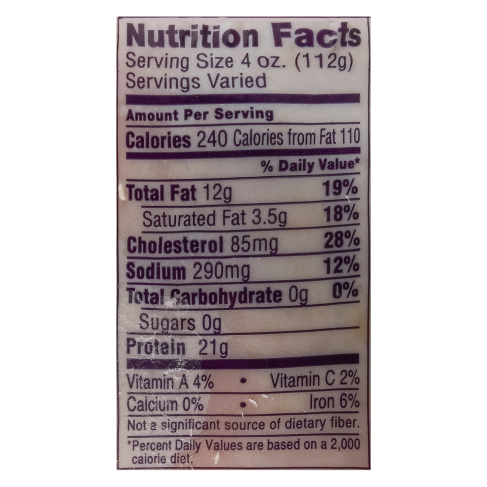 Previously Frozen Wild Caught Snow Crab Section-Nutrition-Facts